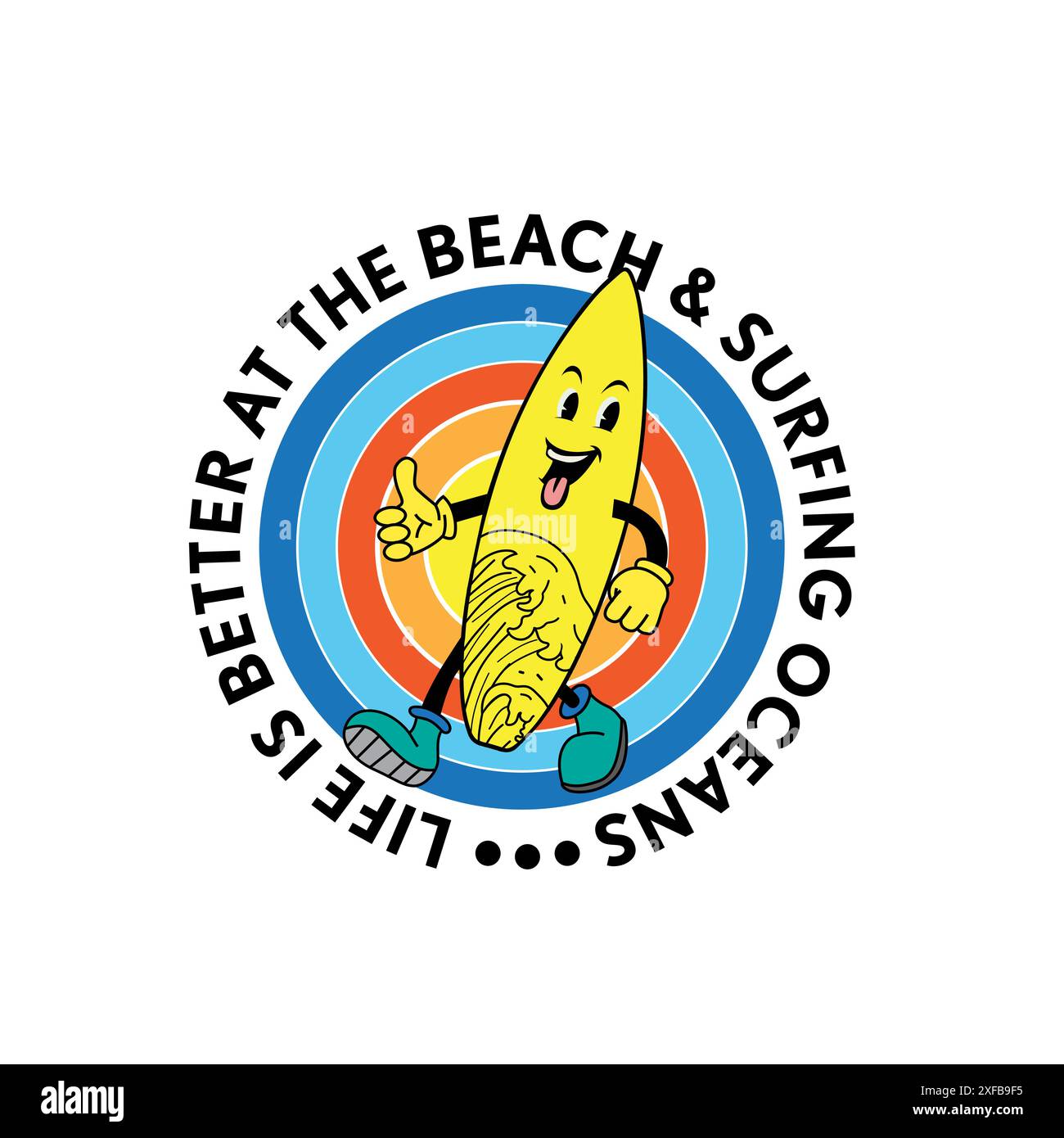 Funny surf board typography summer beach graphic design Stock Vector ...