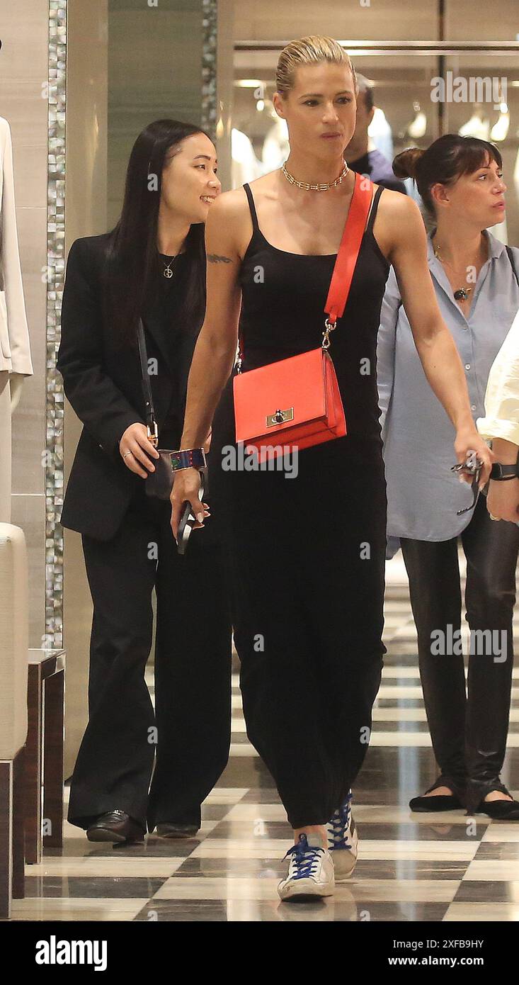 Milan: Michelle Hunziker goes shopping at Armani in via Sant'Andrea (Credit Image: © Claudio ...