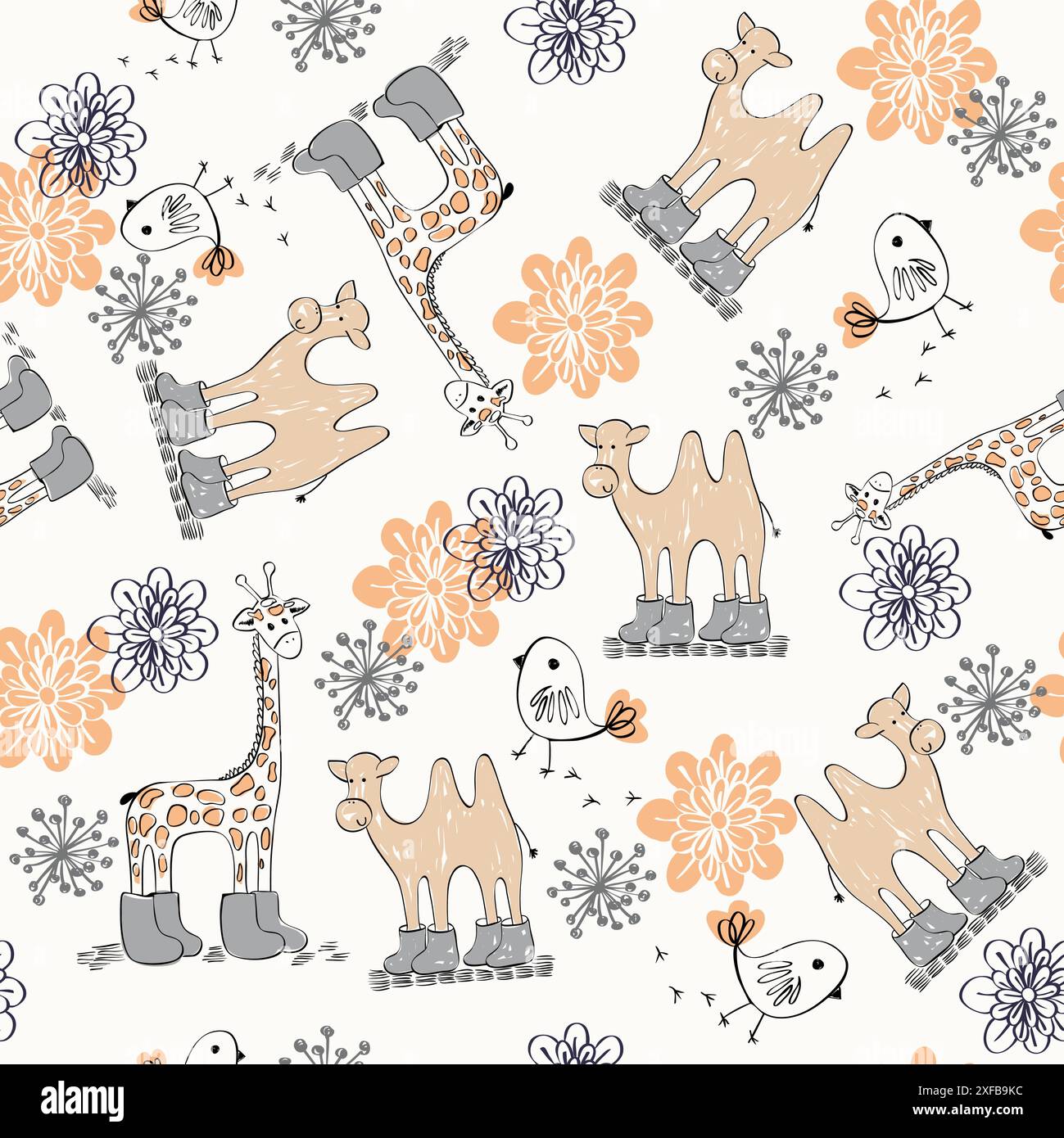 Sweet babies doodle seamless pattern. Babies background Stock Vector ...