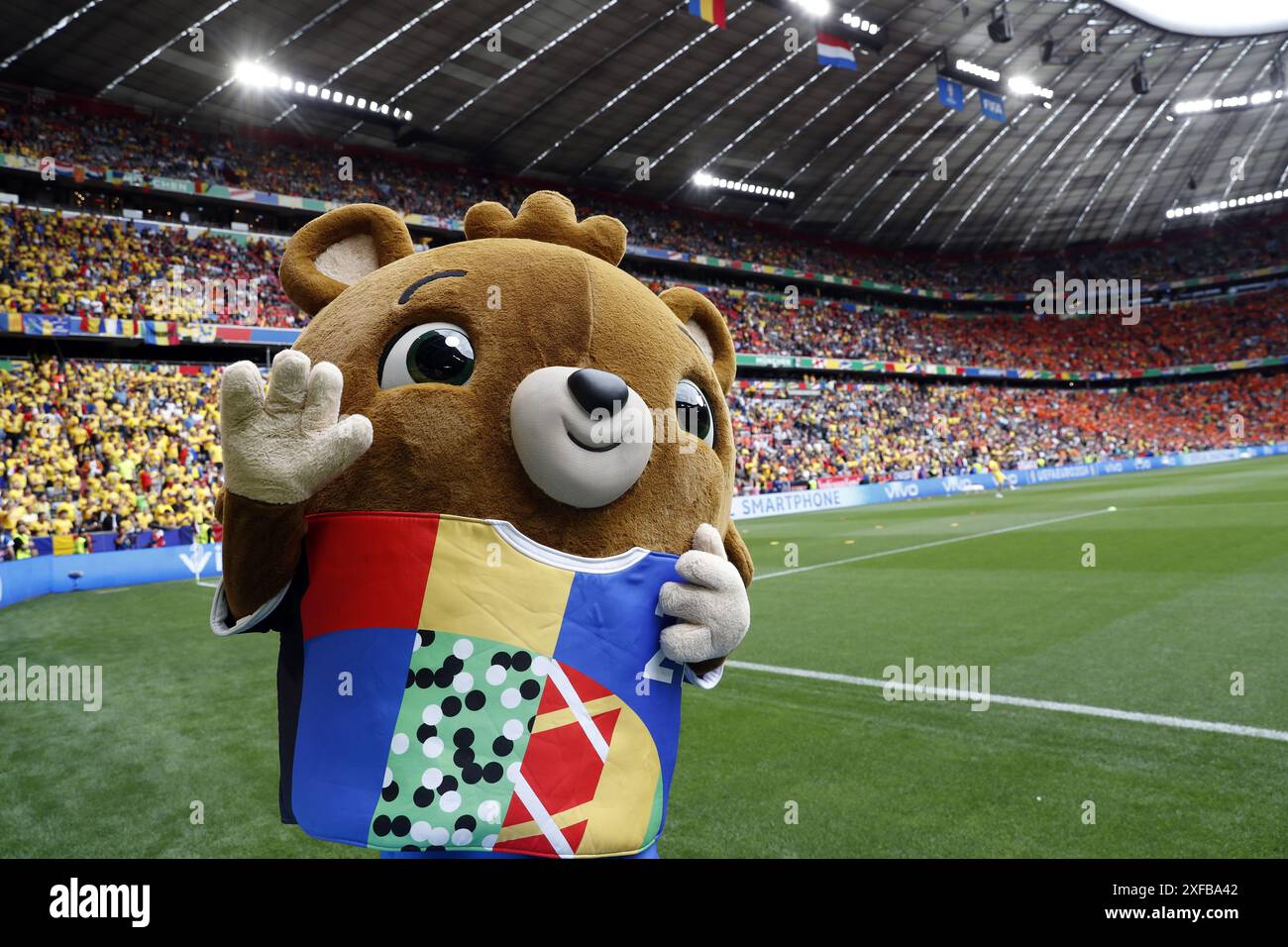 MUNICH - EURO 2024 mascot Albart during the UEFA EURO 2024 round of 16 ...