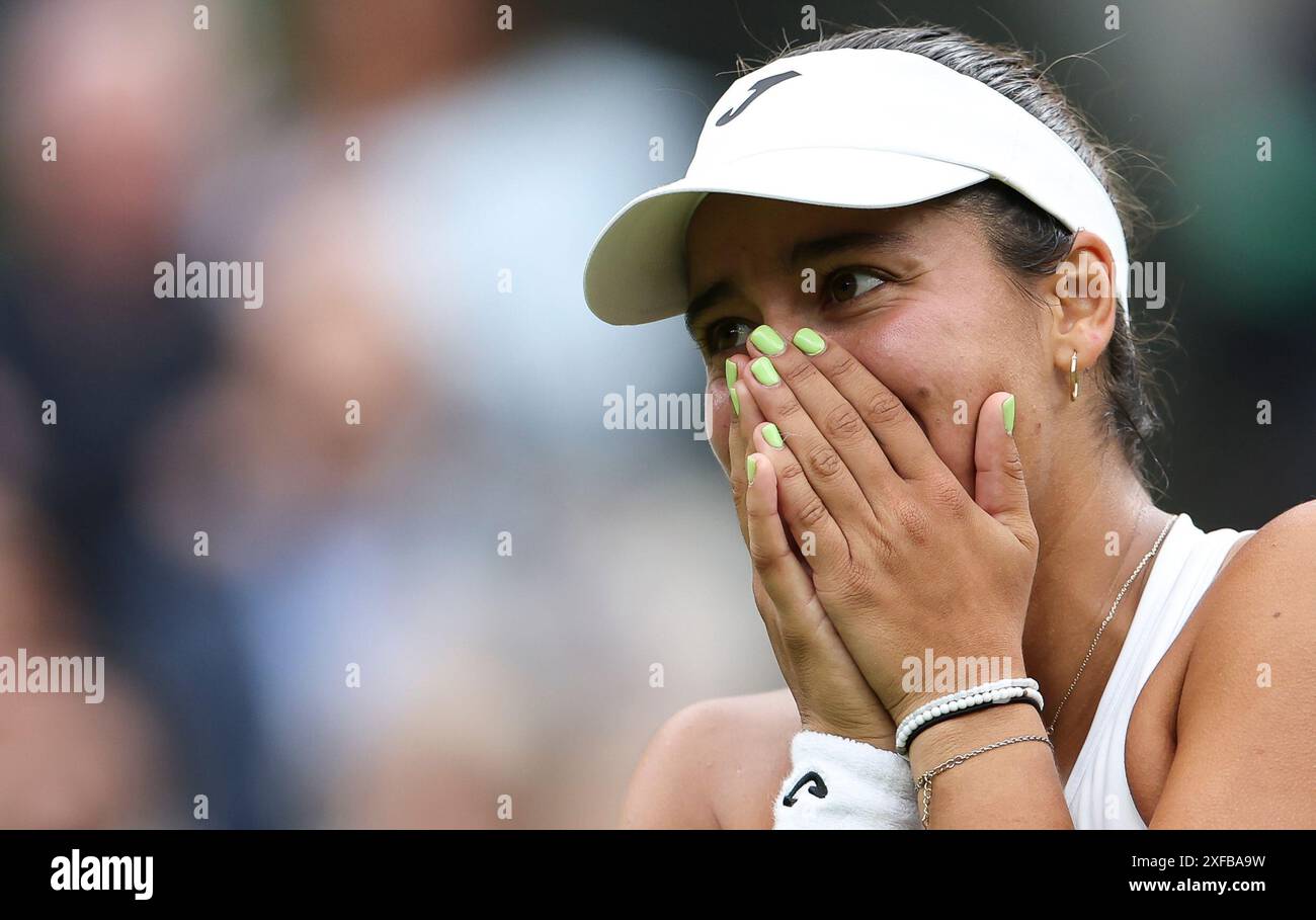 London, Britain. 2nd July, 2024. Jessica Bouzas Maneiro celebrates ...