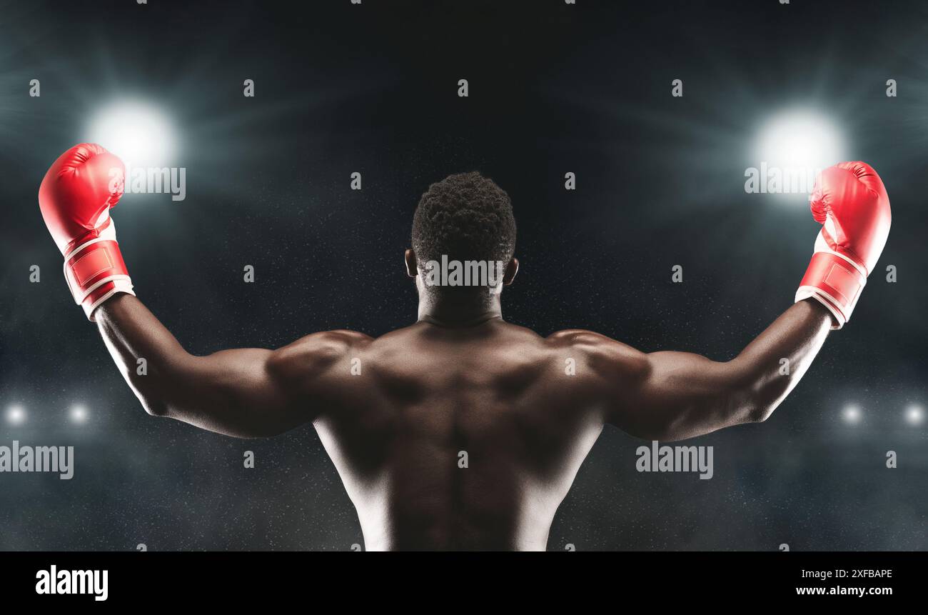 Boxer Celebrates Victory in the Ring Stock Photo - Alamy