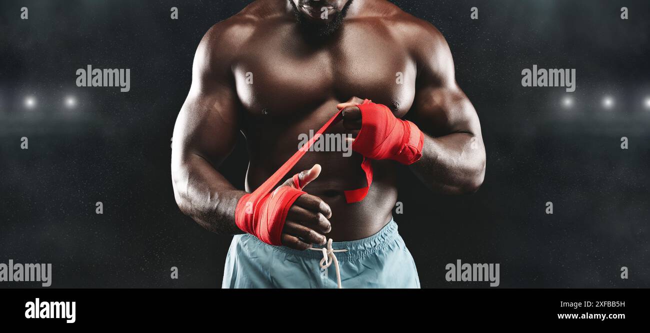 Boxer Wrapping Hands Before Fight Stock Photo - Alamy