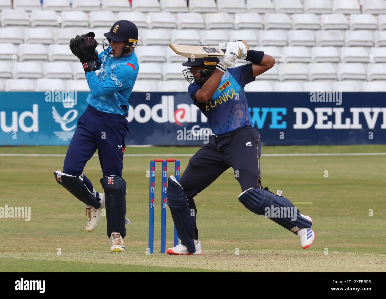 L-R Haydon Mustard (Durham)of England Under 19 and Dinura Kalupahana of ...