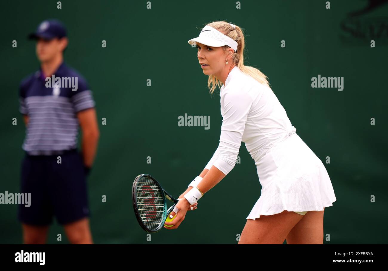 Katie Boulter in action against Tatjana Maria (not pictured) on day two ...