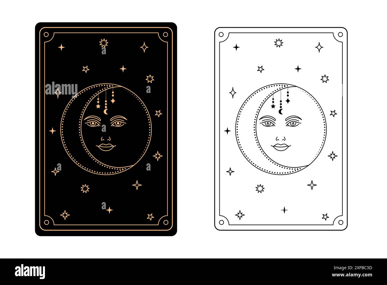 Tarot card moon. The major arcana of a deck of tarot cards Stock Vector ...