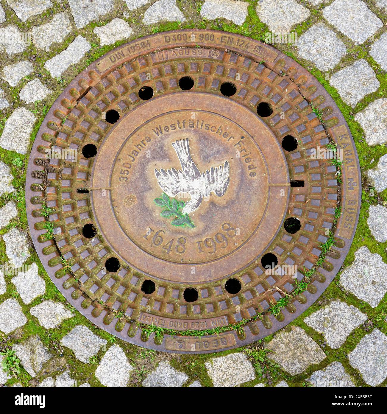 Manhole celebrating the 350 years of Westphalia peace, Magdeburg ...