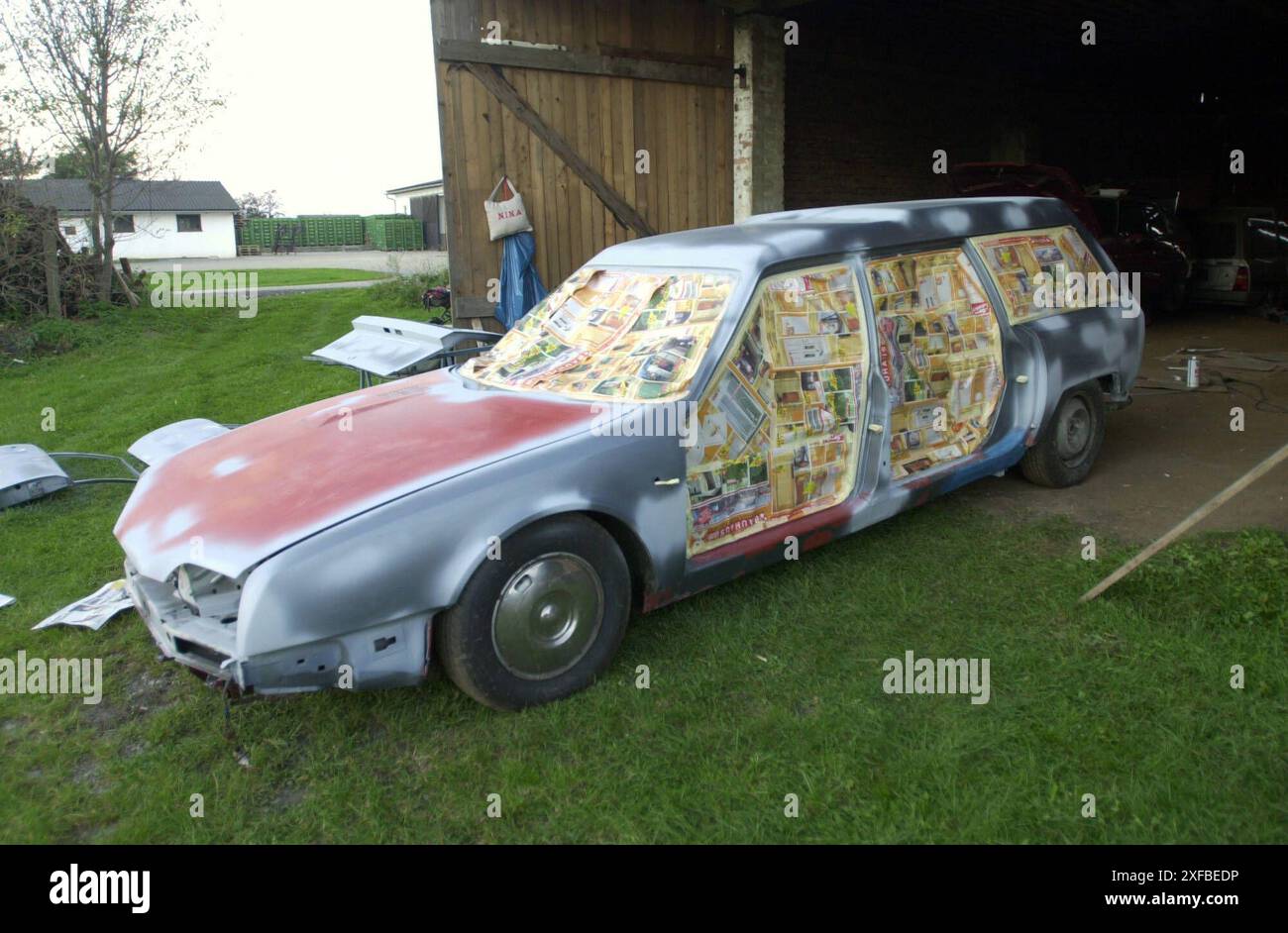 car repair after a breakdown, fixing broken parts of an automobile car ...