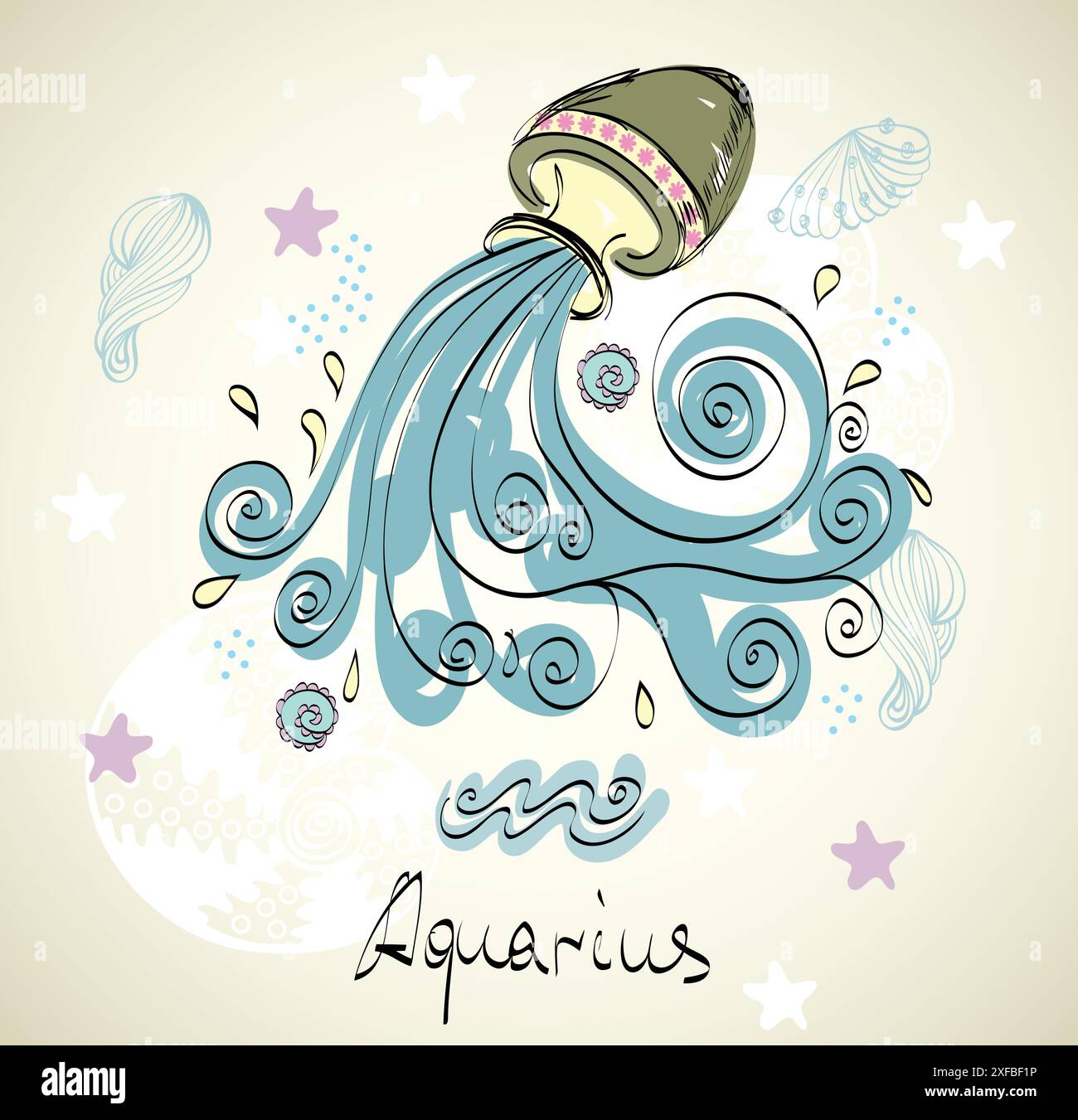 hand drawn sign of the Zodiac Aquarius Stock Vector Image & Art - Alamy