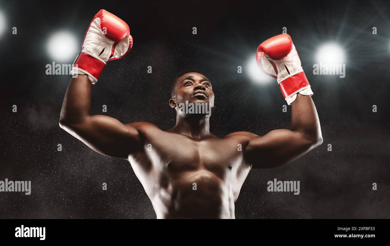 Male bodybuilder raising his arms hi-res stock photography and images ...