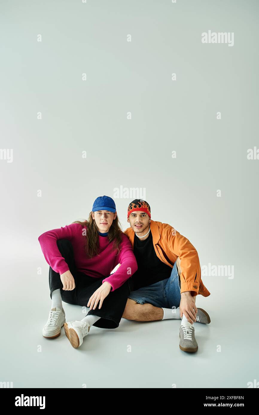 two men strike a pose for a picture together Stock Photo - Alamy