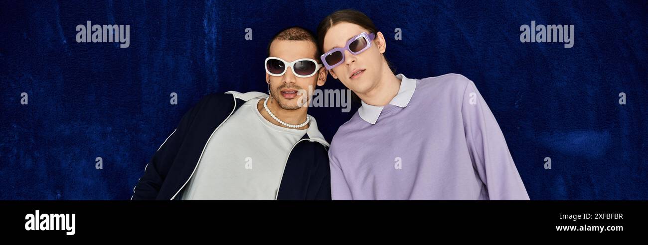 Two men in sunglasses posing together Stock Photo - Alamy