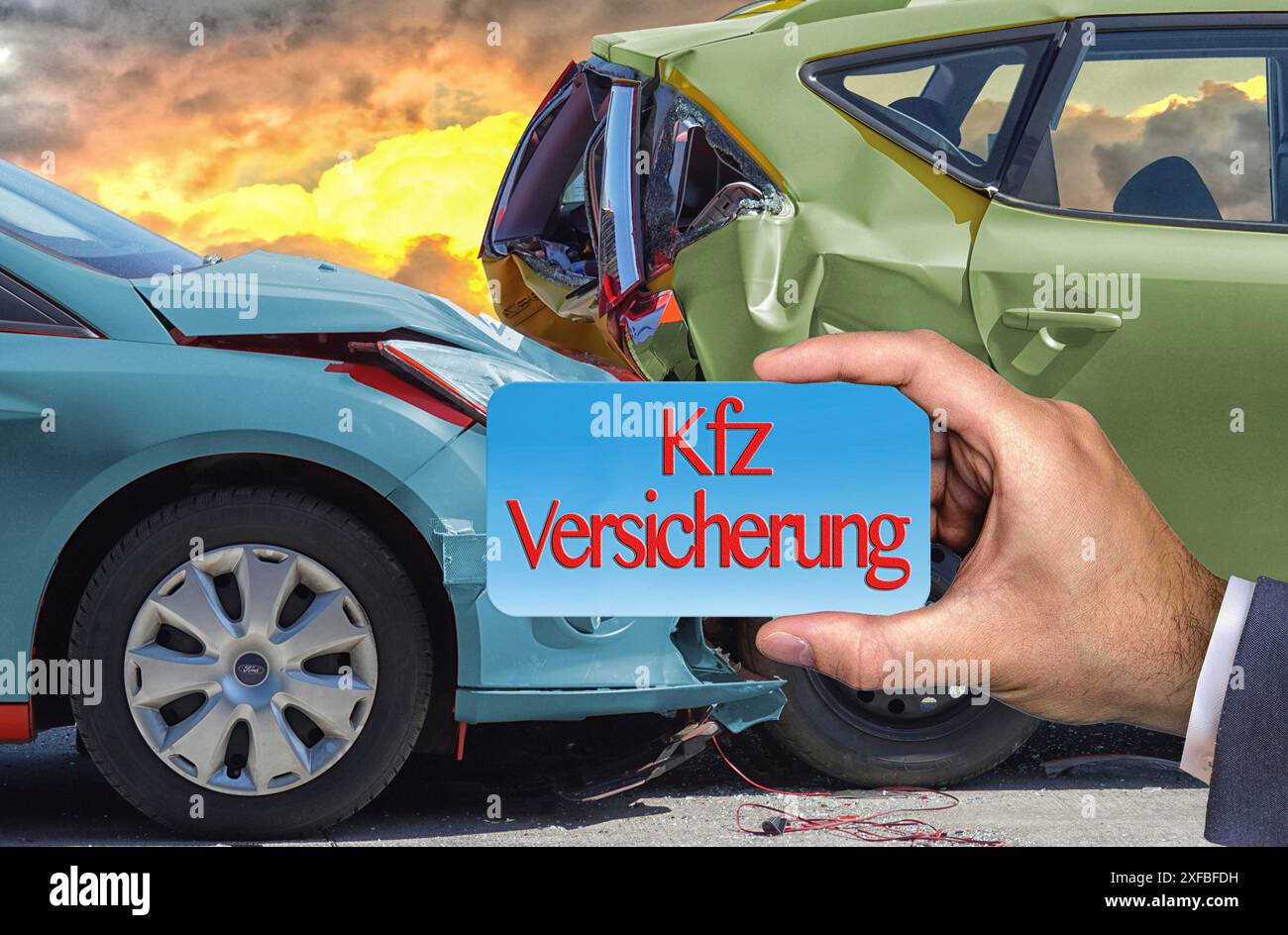 Symbolic image, traffic accident, rear-end collision, car, crash, car ...