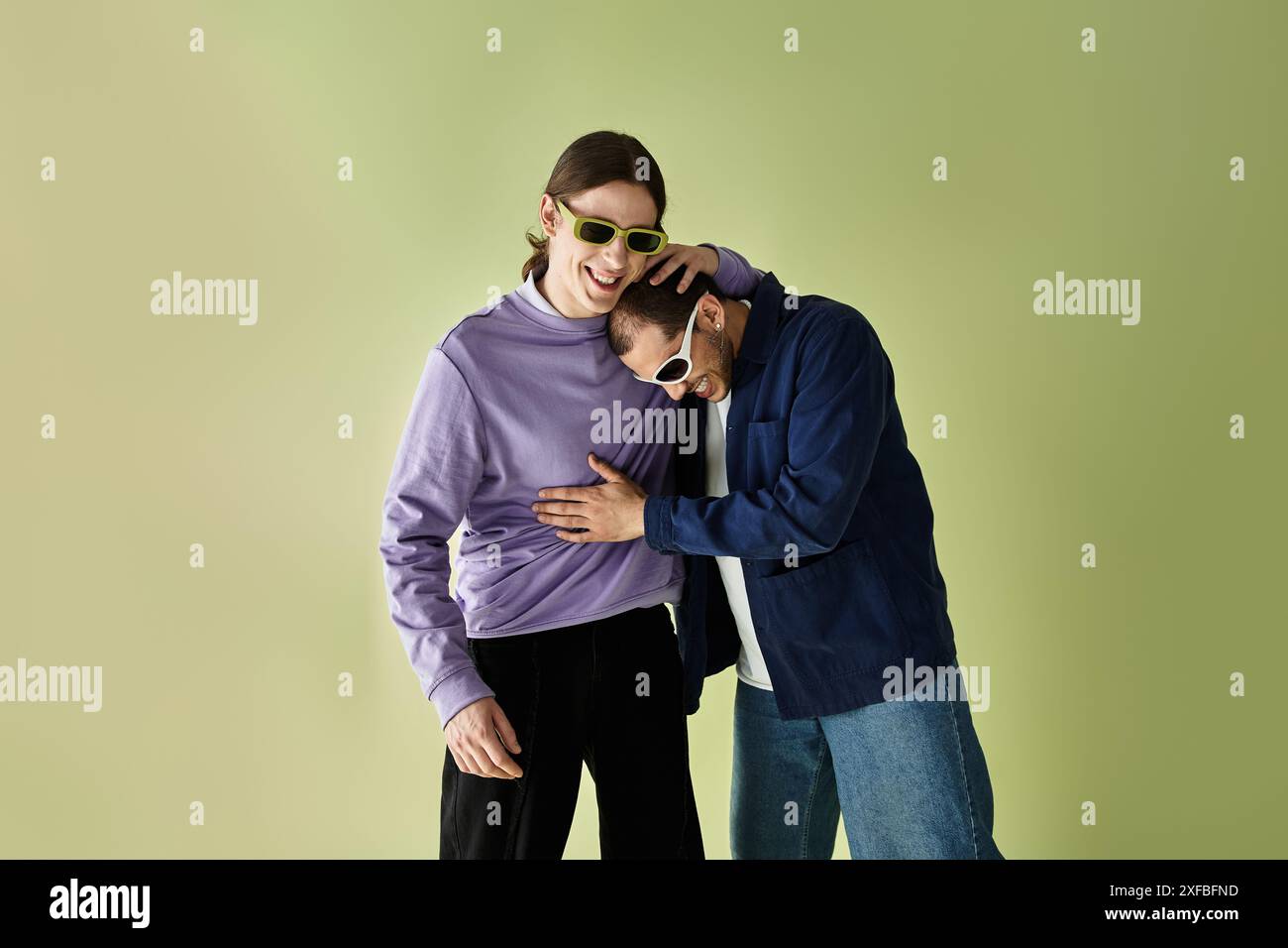 two men pause together, exuding love and togetherness Stock Photo - Alamy