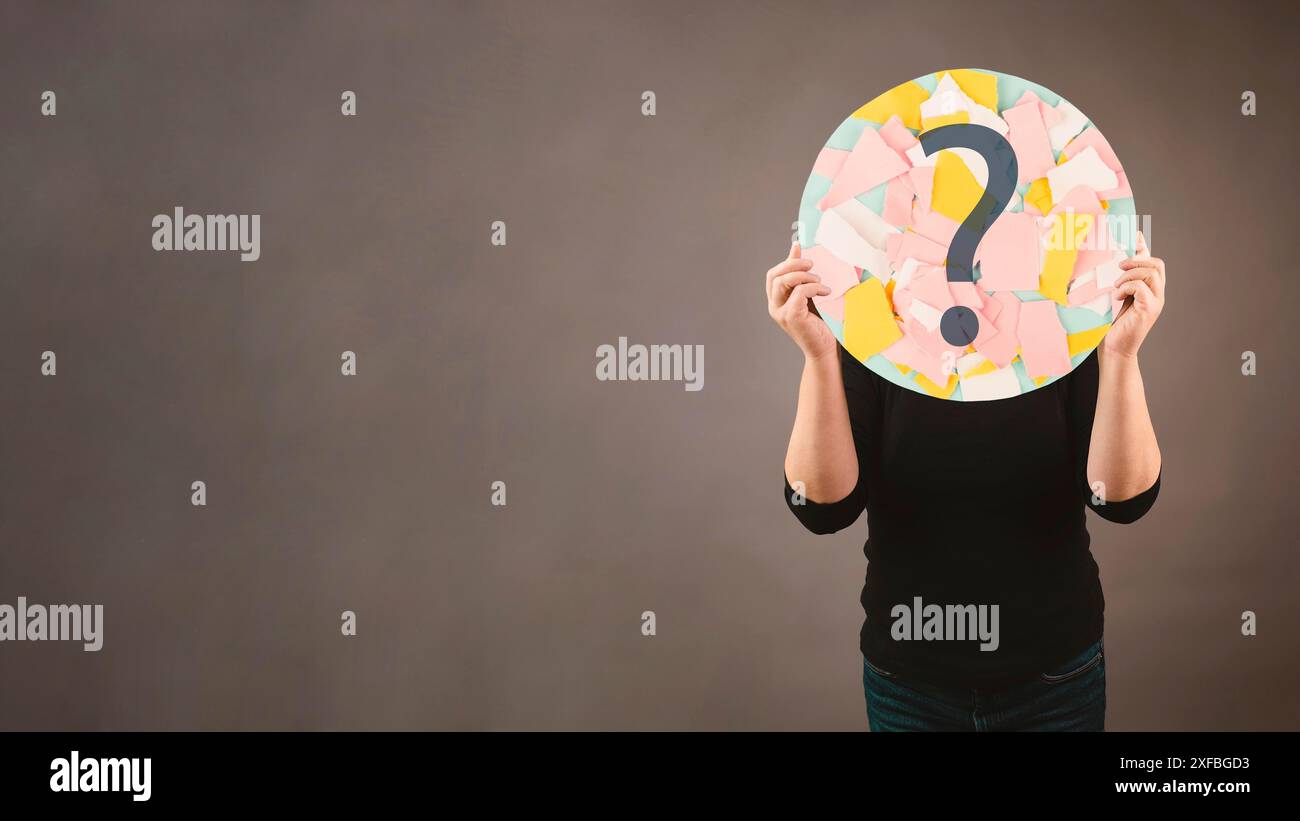 Question mark with ripped paper, education and business concept, brain ...