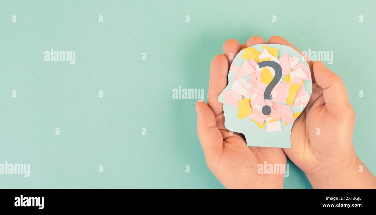 Question mark with ripped paper, education and business concept, brain ...