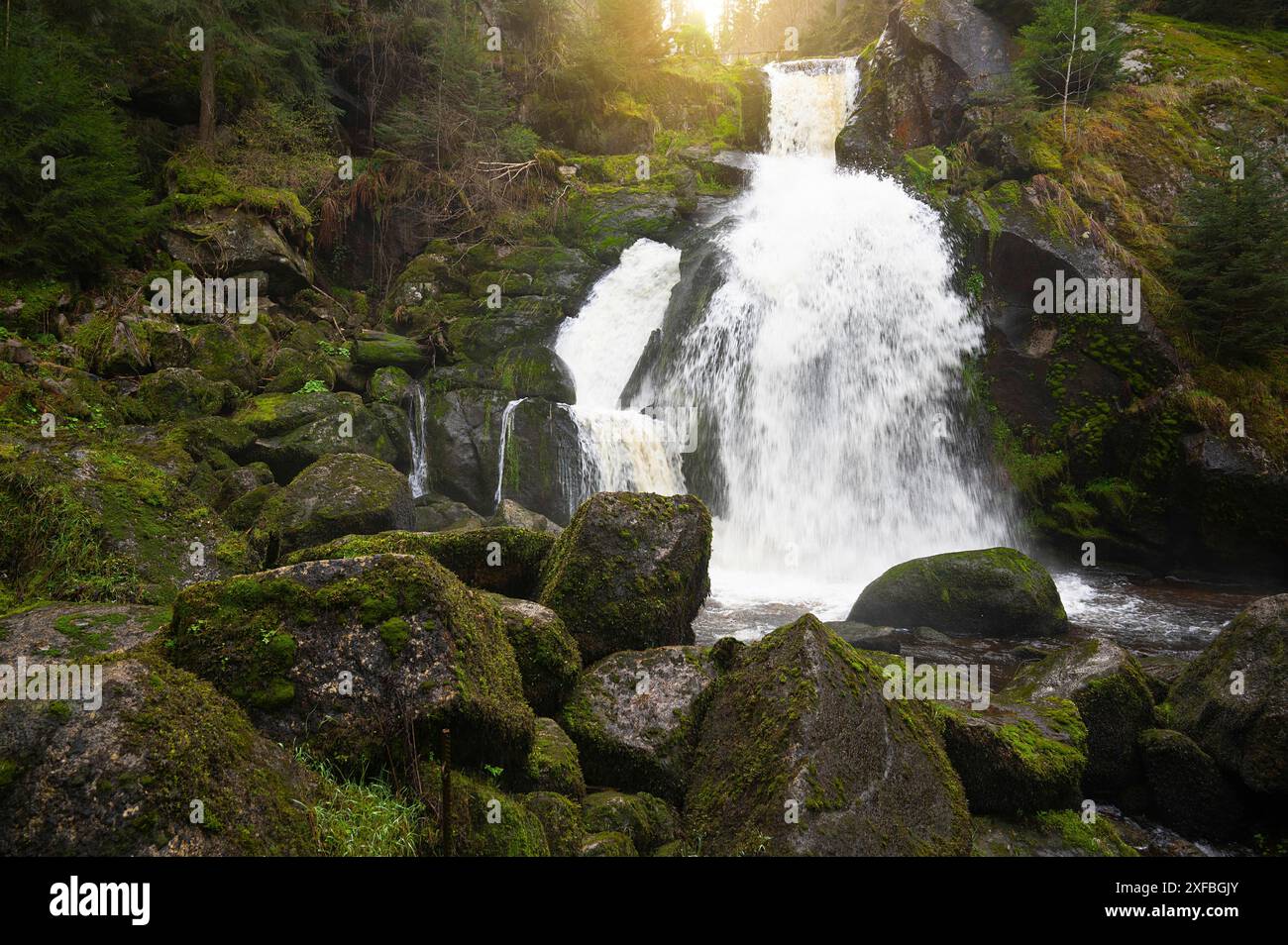 Triberg waterfall in the Black Forest, highest fall in Germany, Gutach ...