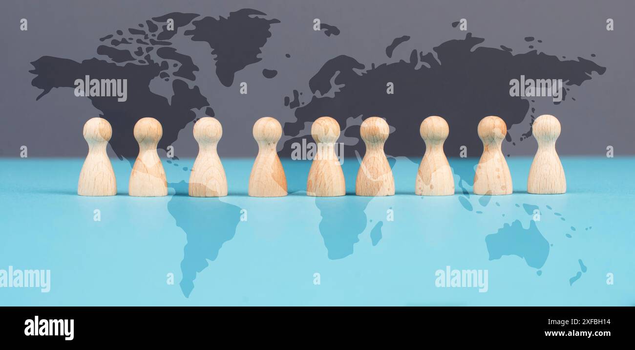 Meeting of people, world map, brainstorming for idea, environment ...