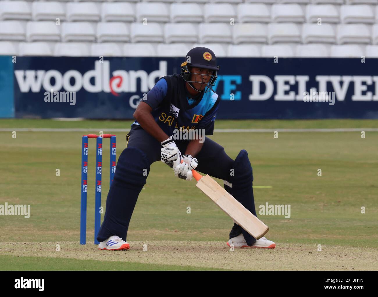 Diniru Abeywickramasngha of Sri Lanka under19 in action during Youth One Day International ...