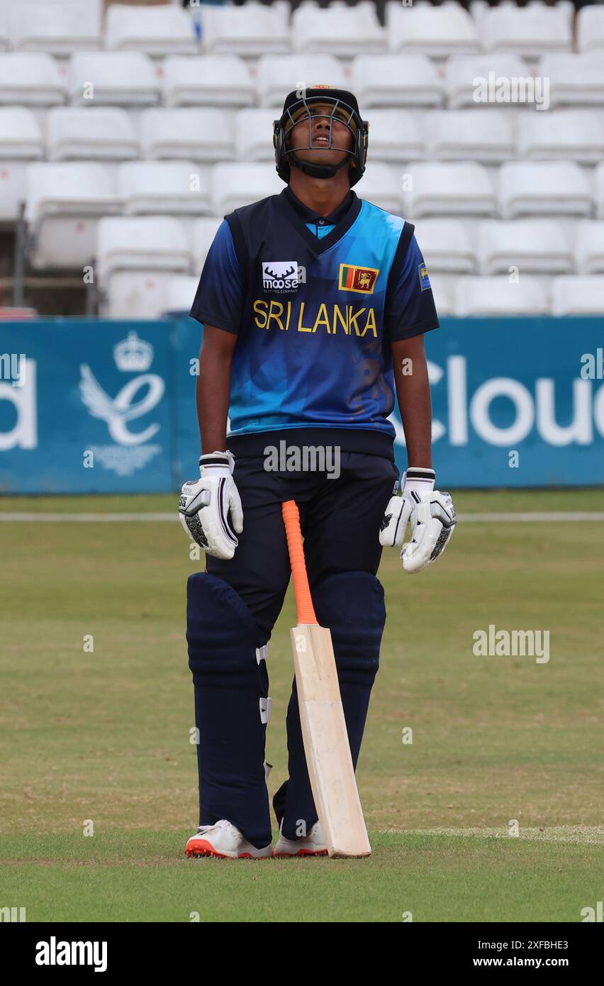Diniru Abeywickramasngha of Sri Lanka under19 in action during Youth One Day International ...