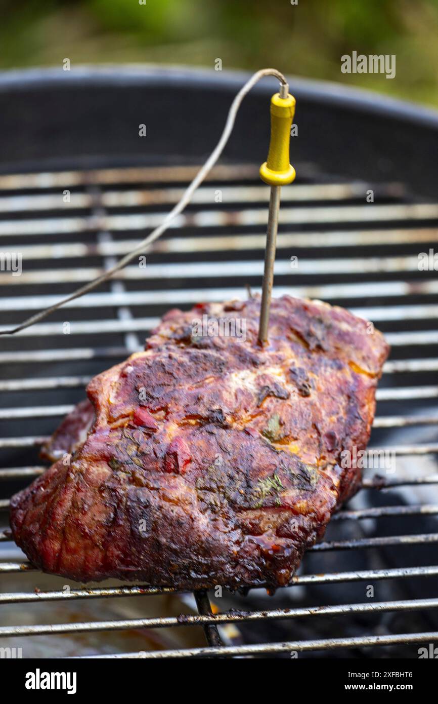 Measuring the heat in a steak Stock Photo - Alamy