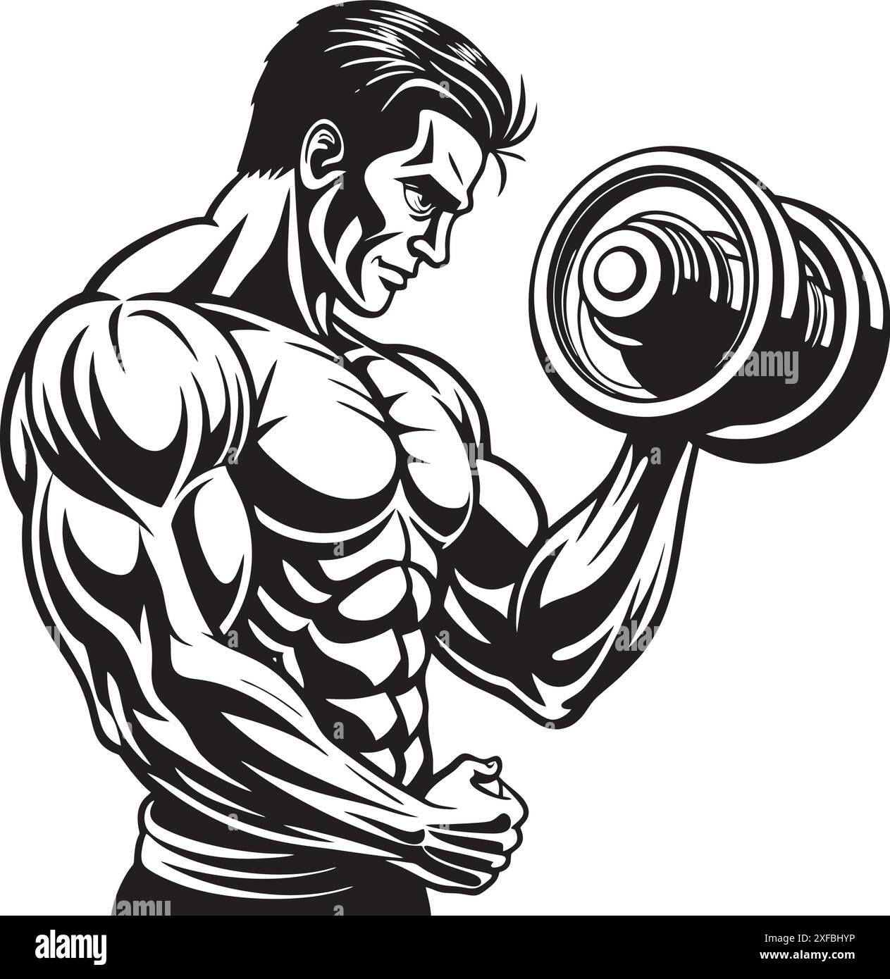 Bodybuilder muscle man sport emblem hi-res stock photography and images ...