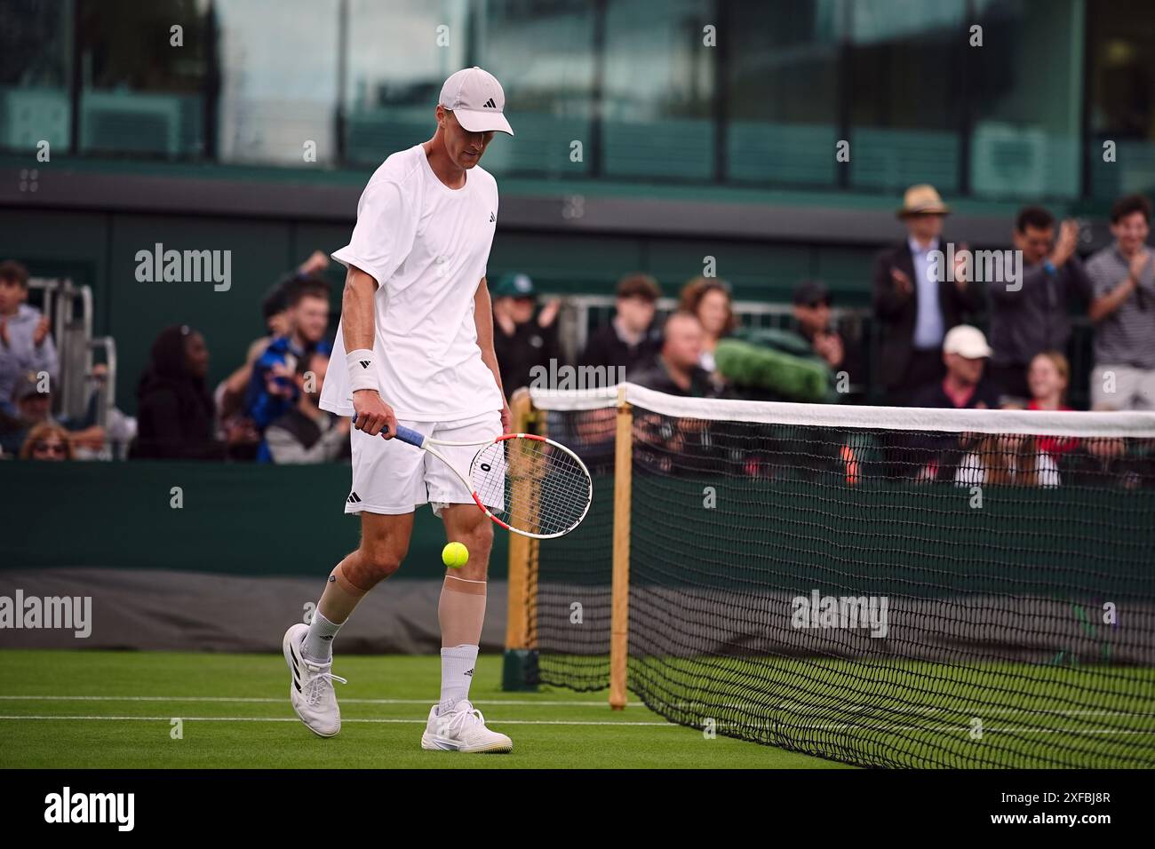 Jan Choinski after losing to Luciano Darderi (not pictured) on day two ...