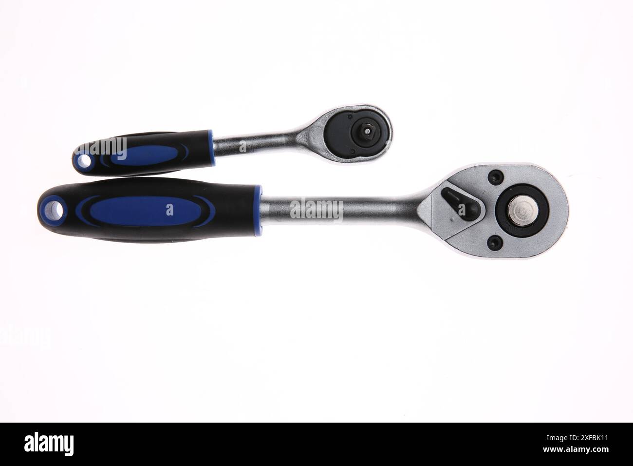 Two torque wrenches isolated on white, top view. Auto mechanic tools ...