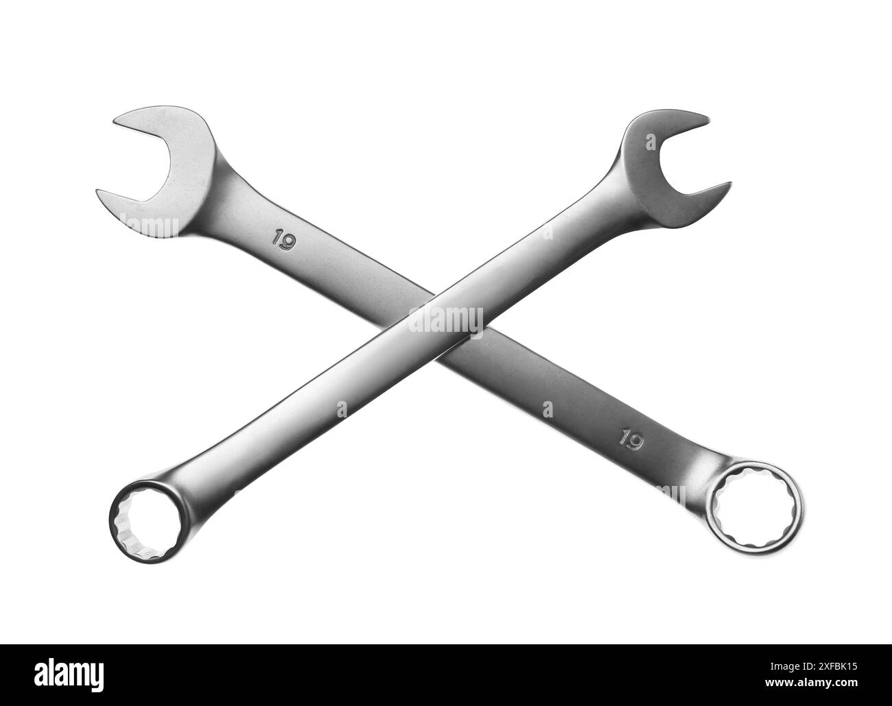 Two ratcheting wrenches isolated on white. Auto mechanic tools Stock ...