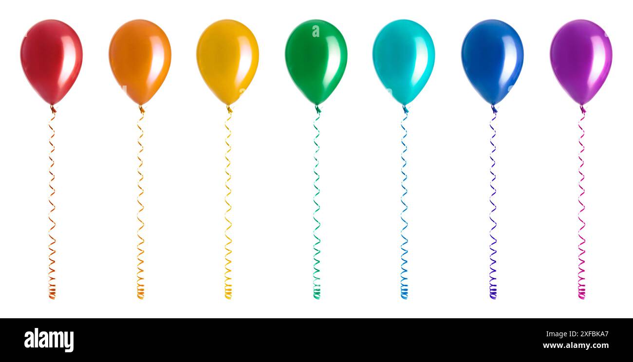 Balloons of different colors isolated on white, collection Stock Photo ...