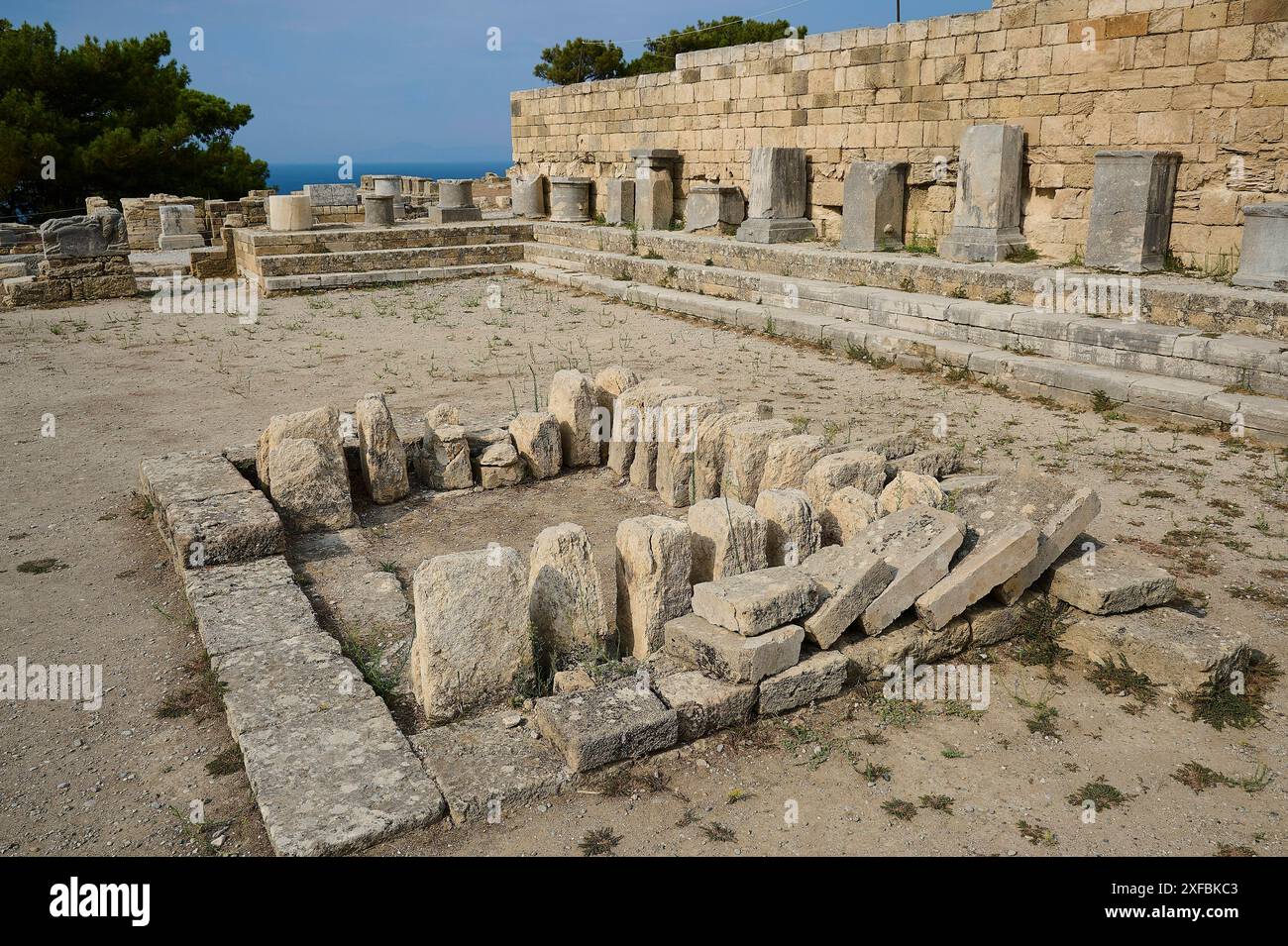 Ancient ruins with stone columns and walls in the open air, ancient ...