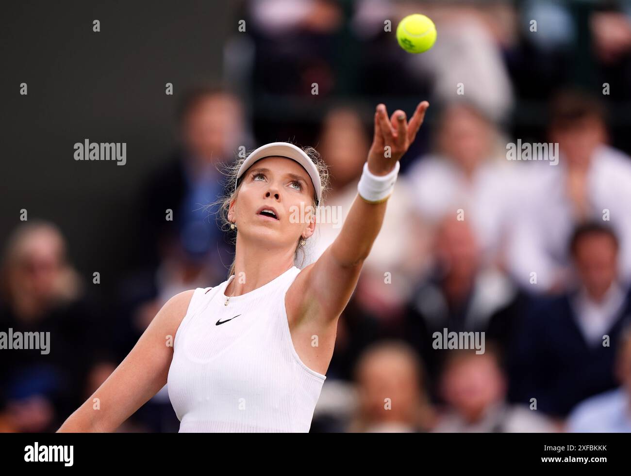 Katie Boulter in action against Tatjana Maria (not pictured) on day two ...
