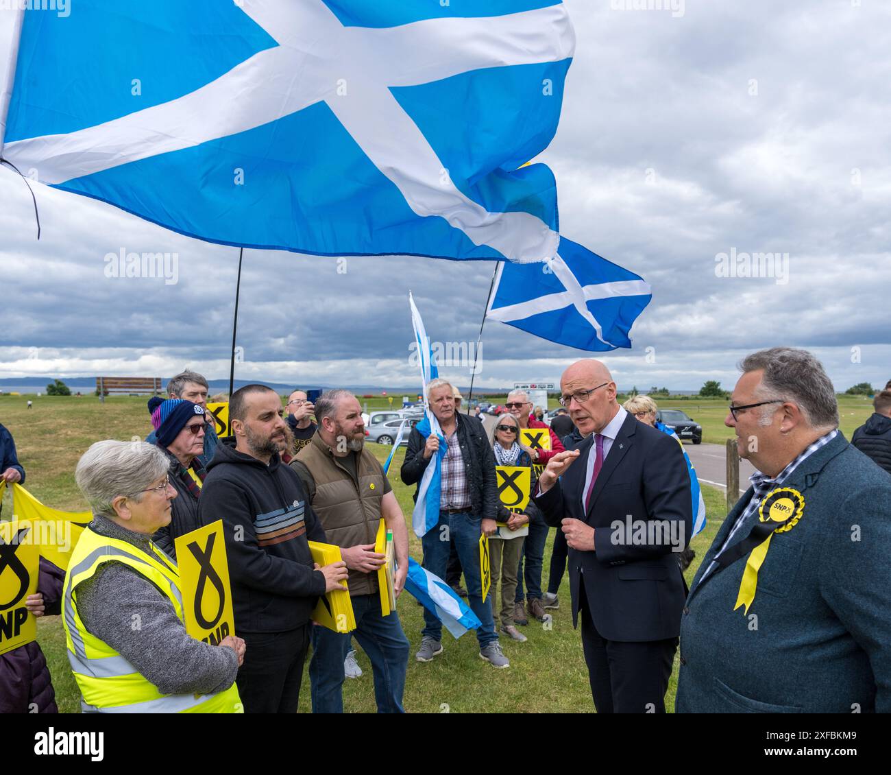 Nairn, UK. 2nd July, 2024. This is MSP John Swinney meeting up with ...
