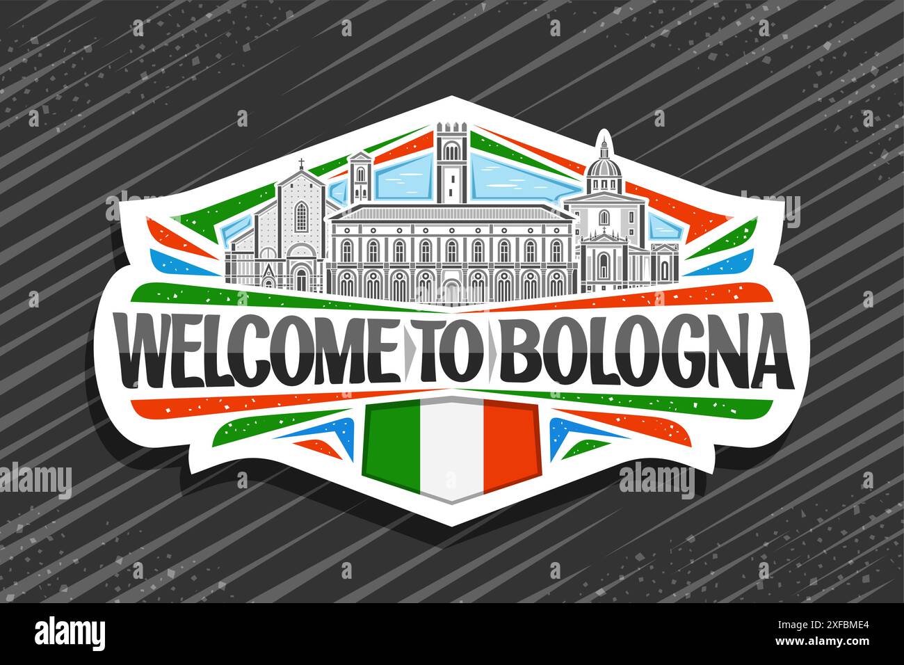 Vector logo for Bologna, white decorative signage with line ...