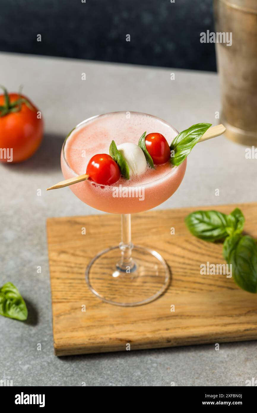 Boozy Caprese Tomato Basil Martini Cocktail with Vodka and Mozzarella ...