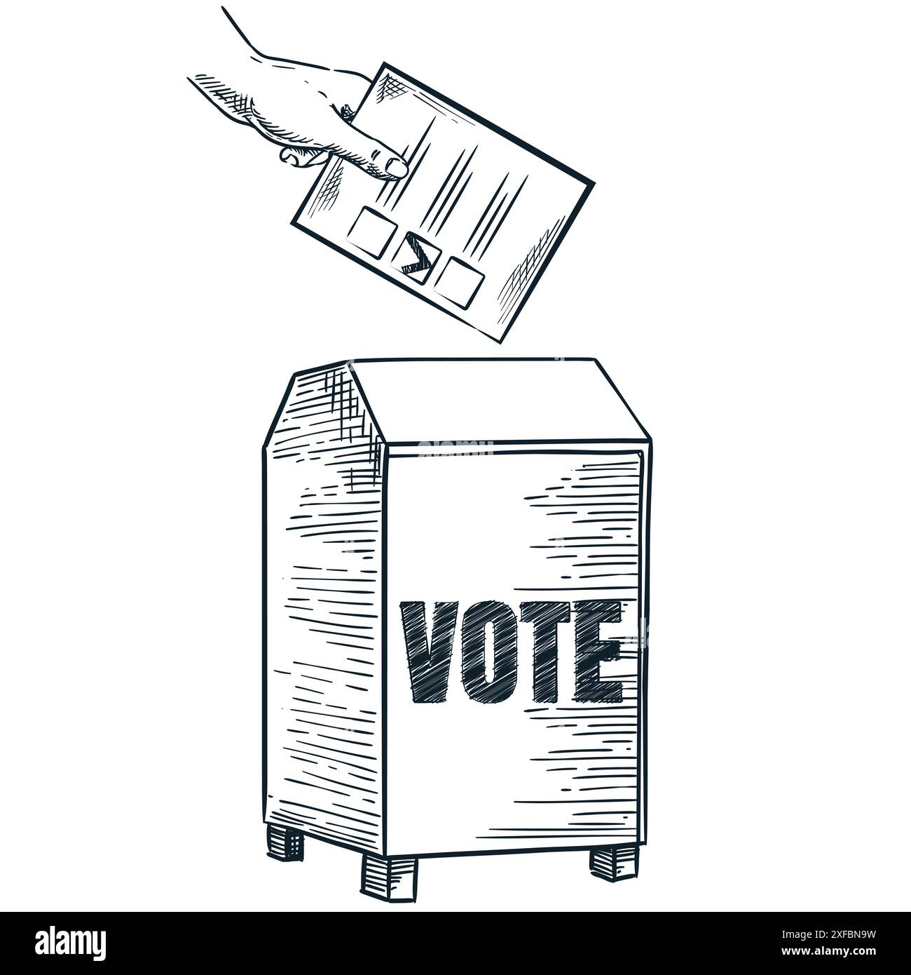 Human hand puts ballot paper in election vote box. Man or woman holding ...