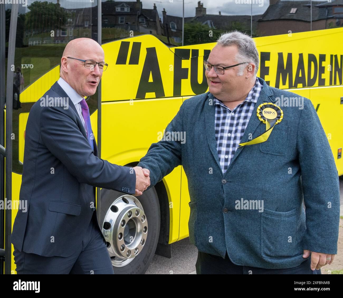 Nairn, UK. 2nd July, 2024. This is MSP John Swinney meeting up with ...