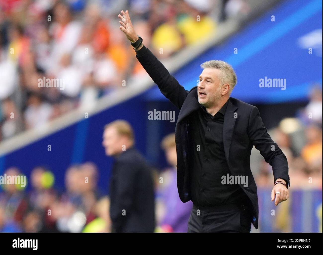 Romania manager Edward Iordanescu gestures on the touchline during the ...