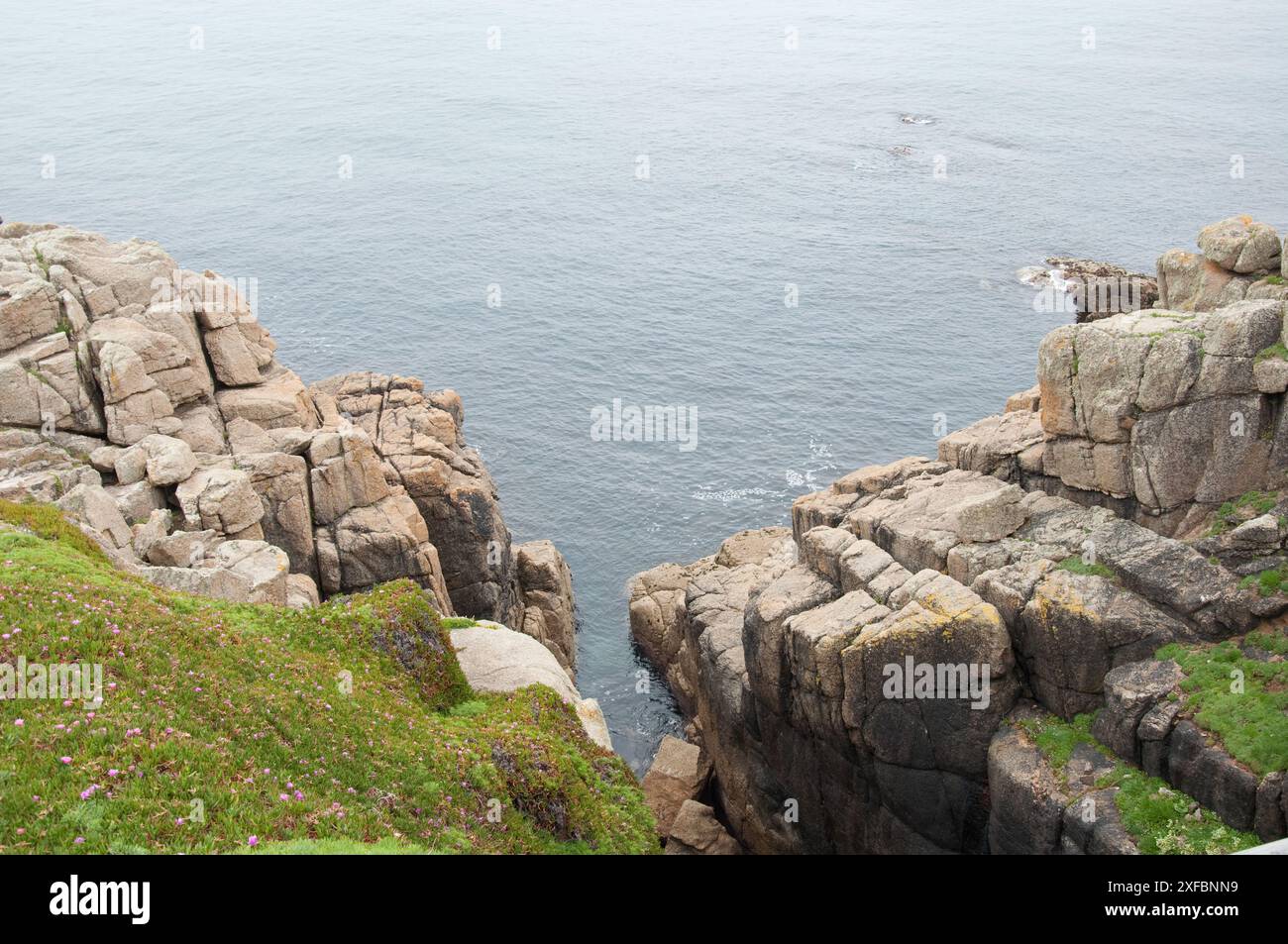 Coastline below the Minack Theatre, Porthcurno, Cornwall, UK - built ...