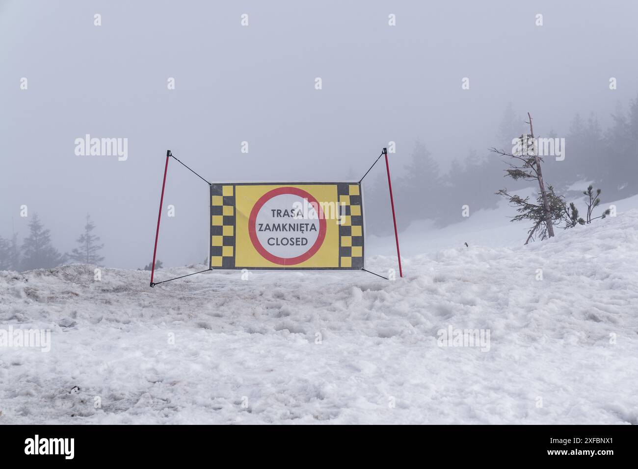 "Closed" is a prohibition sign. Ski resort, wet snow, ice, heavy fog ...