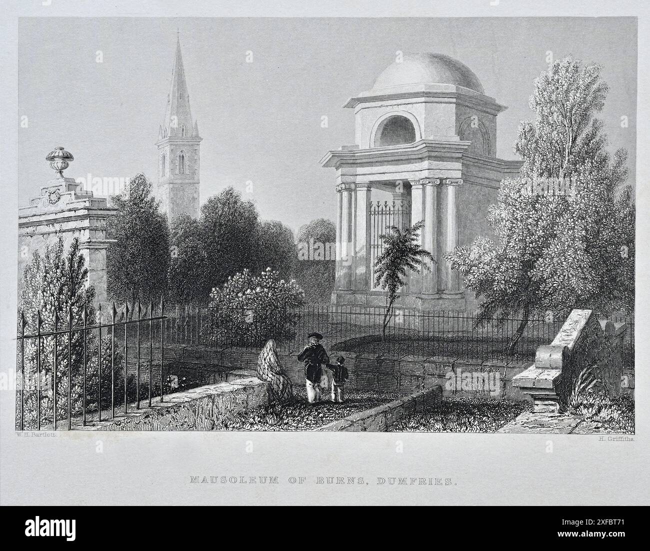 Mausoleum of Robert Burns, Dumfries, Scotland, vintage engraving from ...