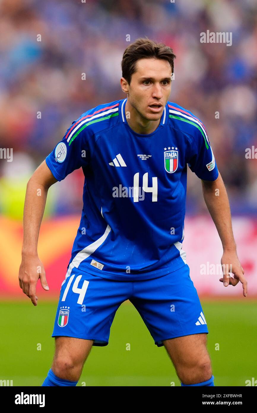 Italy’s Federico Chiesa during the Euro 2024 soccer match between Swiss ...