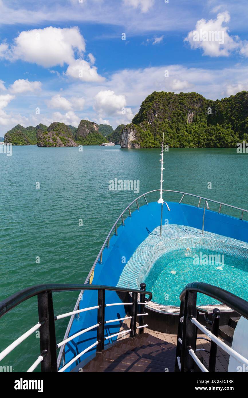 stunning scenery of towering limestone islands, limestone karst, with ...