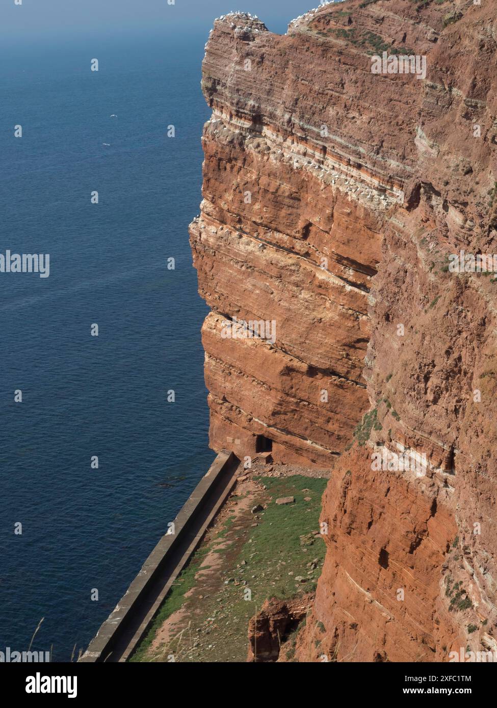 An impressively steep, rocky cliff overlooking the ocean, helgoland ...