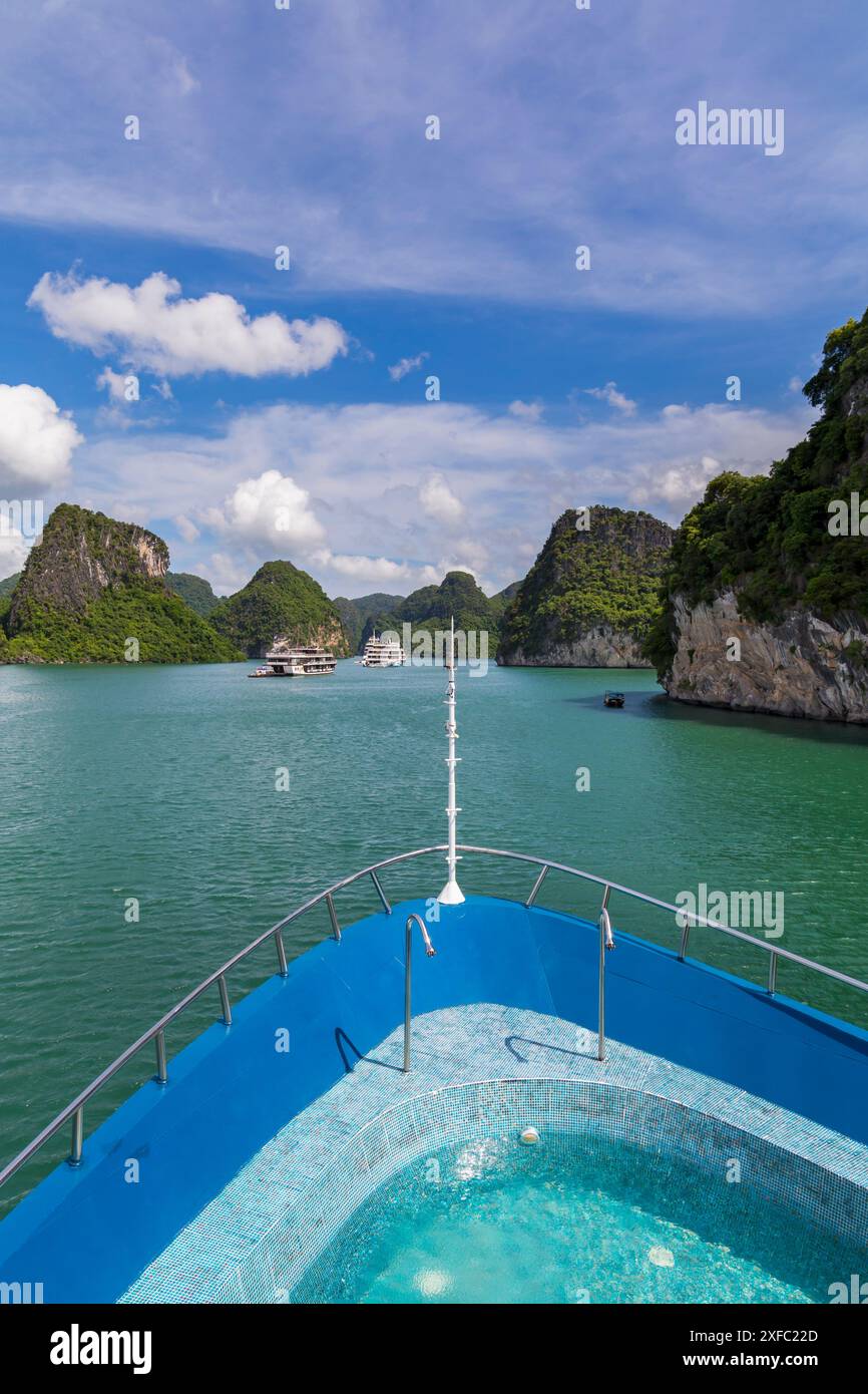 stunning scenery of towering limestone islands, limestone karst, with ...