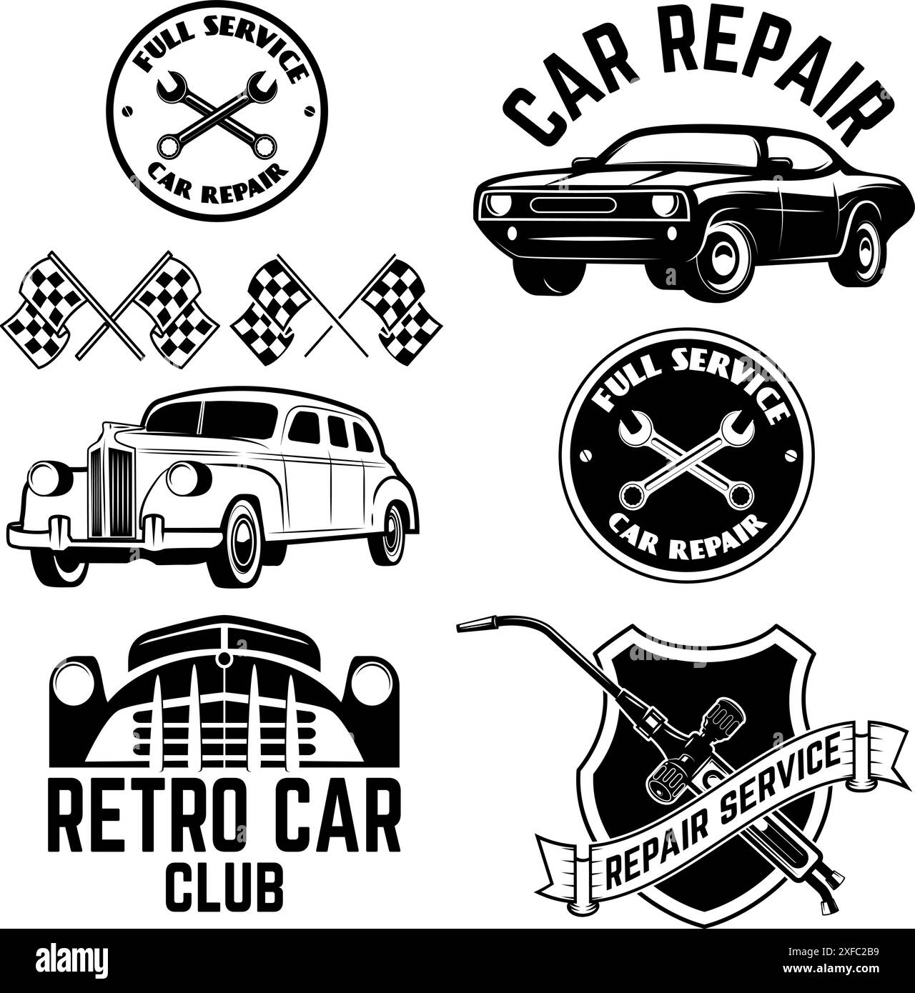 car service labels. Set of design elements in vector Stock Vector Image ...