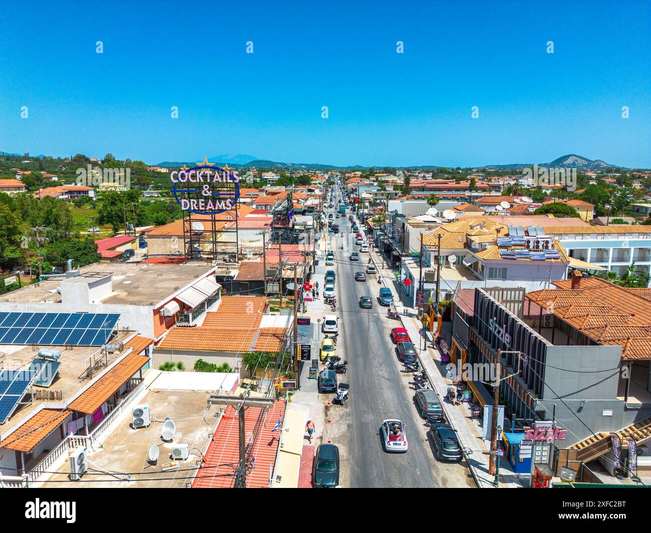 ZAKYNTHOS, GREECE - JUNE 20 2024 Panoramic view over Laganas, Zakynthos ...