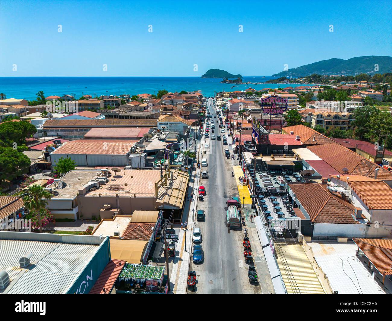 ZAKYNTHOS, GREECE - JUNE 20 2024 Panoramic view over Laganas, Zakynthos ...