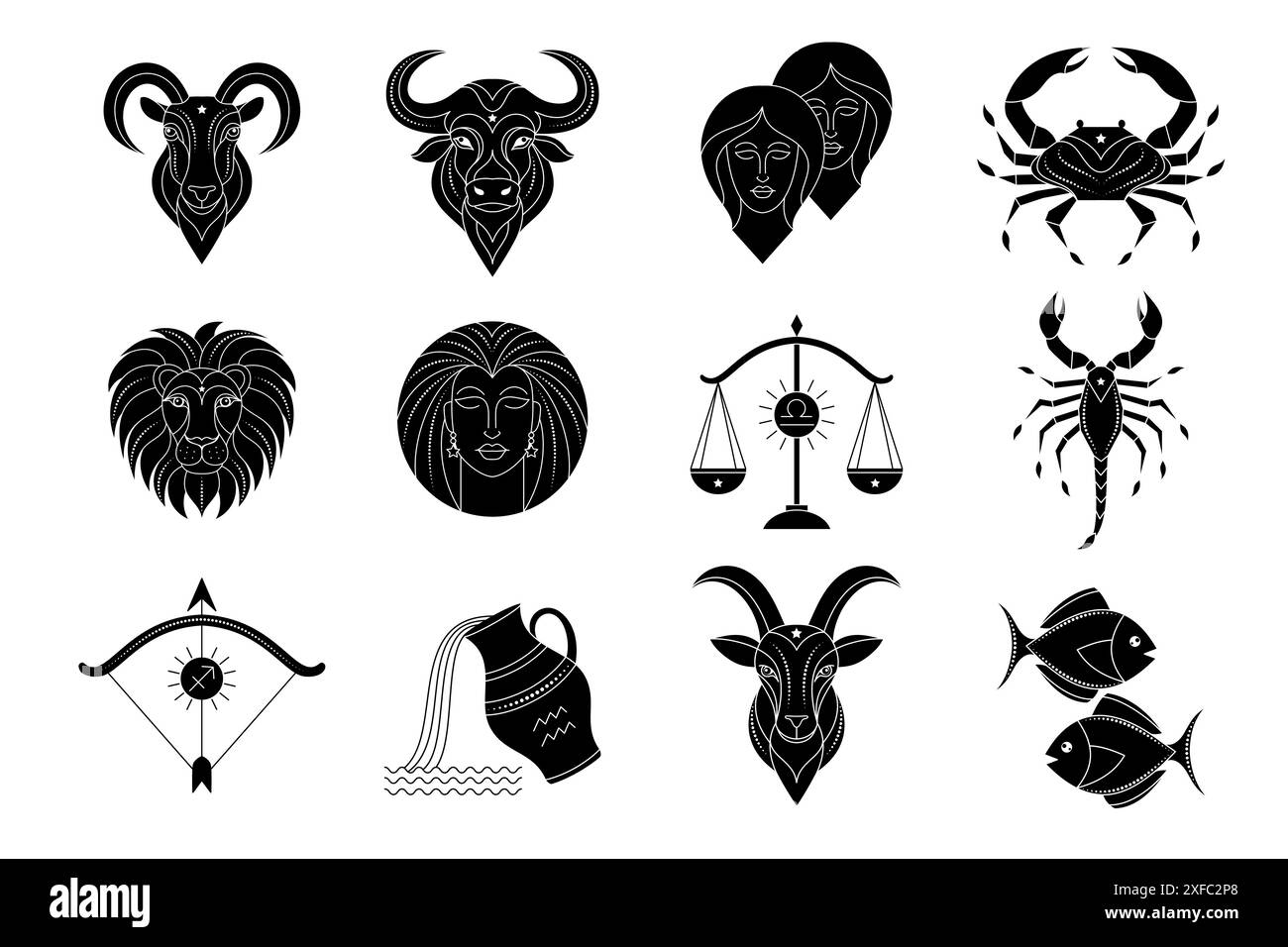 Collection of zodiac signs on white background Stock Vector Image & Art ...