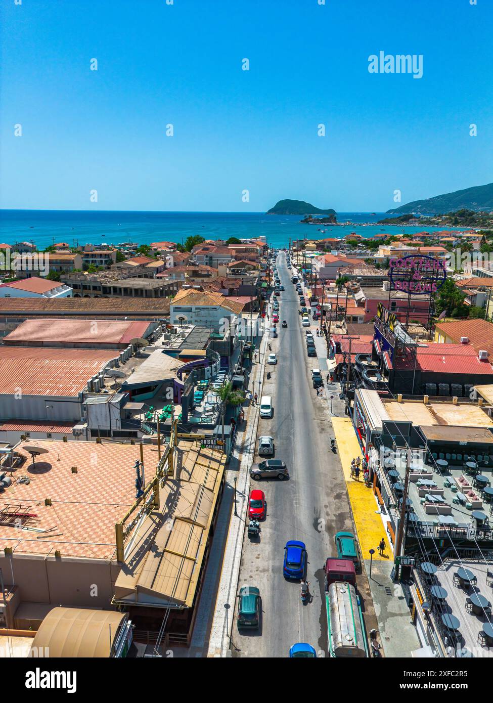 ZAKYNTHOS, GREECE - JUNE 20 2024 Panoramic view over Laganas, Zakynthos ...